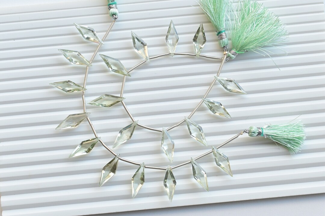 10 Pieces Green Amethyst Lozenge Step Cut Beads Natural Gemstone Strand ...