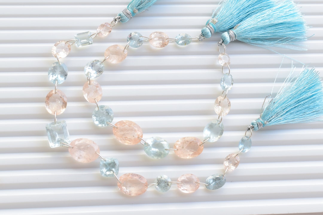 14 Pieces Mix Beryl Faceted Mix Cut Stone Beads Natural Gemstone Double ...