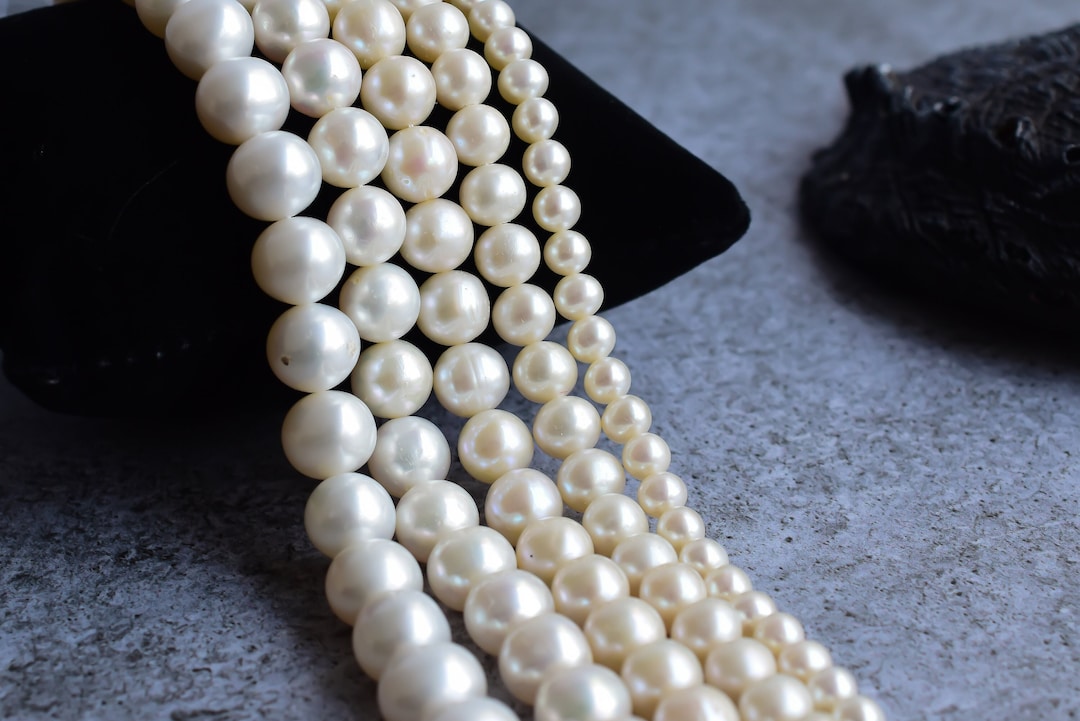 Natural Freshwater White Almost Round Pearl for Jewelry Making | Round ...