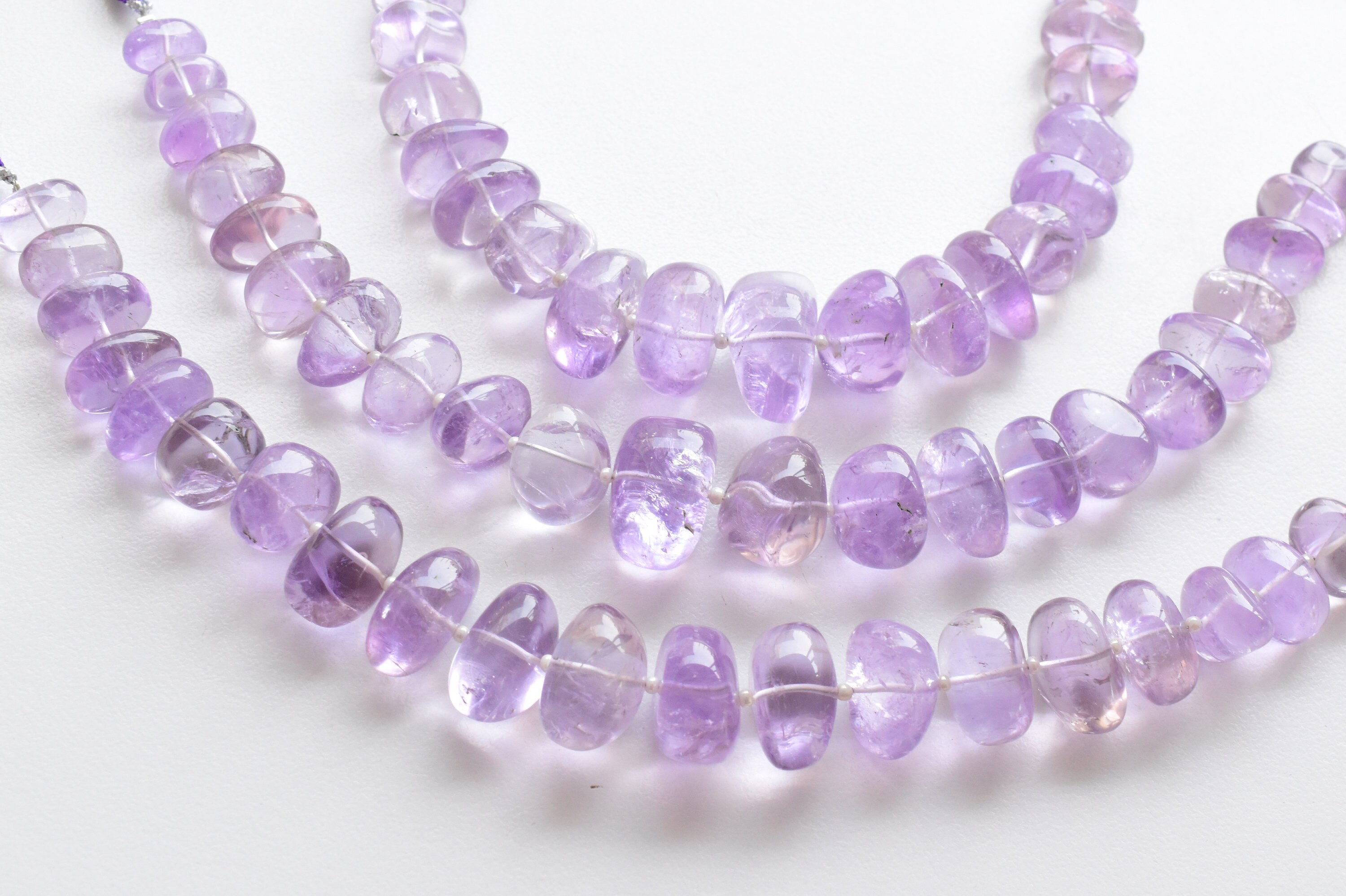 8 Inches AMETHYST SMOOTH Tumble Shape Beads Natural Gemstone Cabochon ...