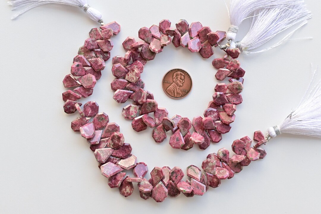 8 Inches Thulite Geometrical Crown Cut Faceted Beads Natural Gemstone ...