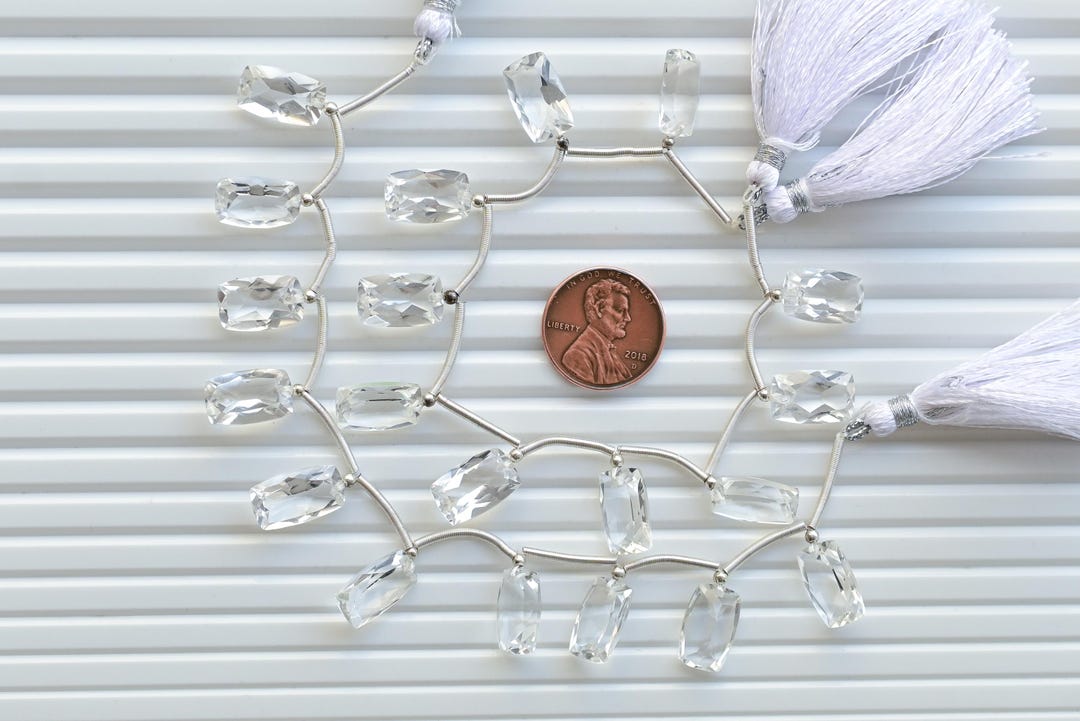 10 Pieces Crystal Quartz Cushion Cut Stone Faceted Beads Natural ...