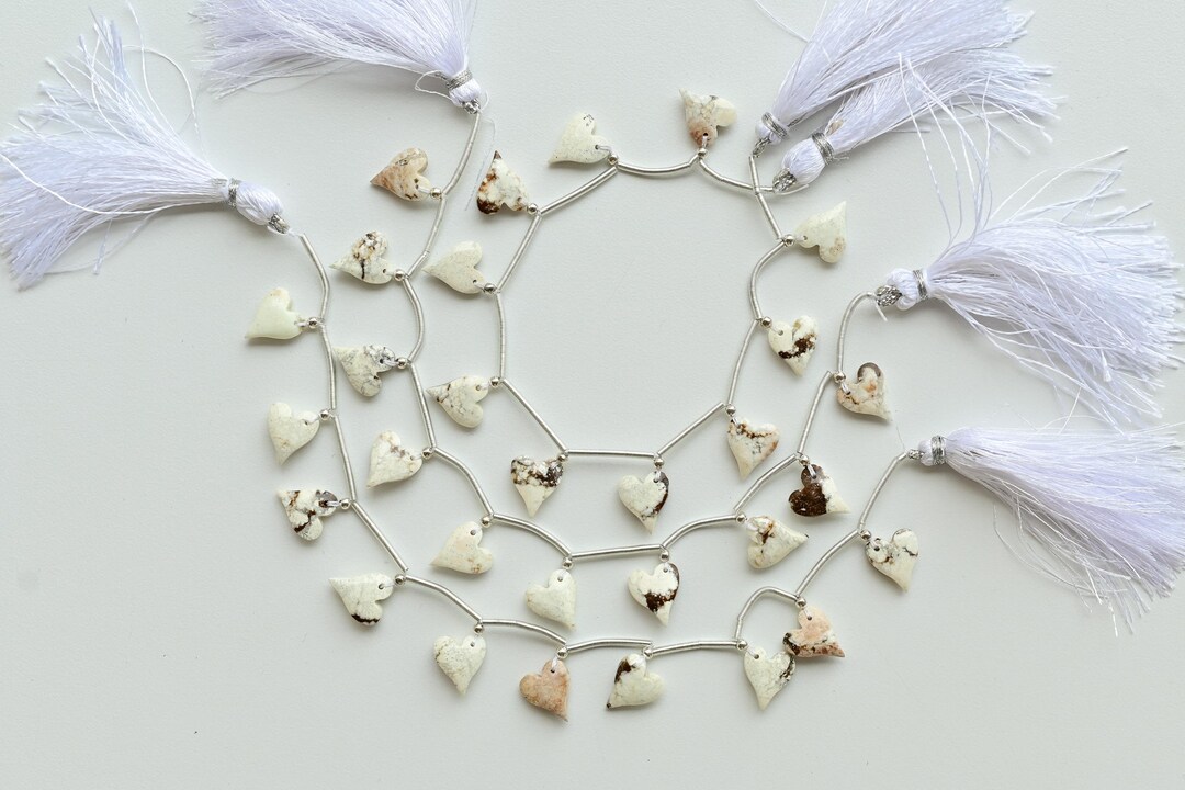 10 Pieces Aragonite Smooth Slanted Long Heart Beads Natural Gemstone ...