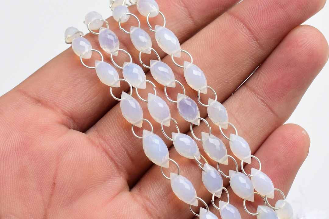 14 Pieces Ice Quartz Checker Cut Olive Beads Double Drill Natural ...