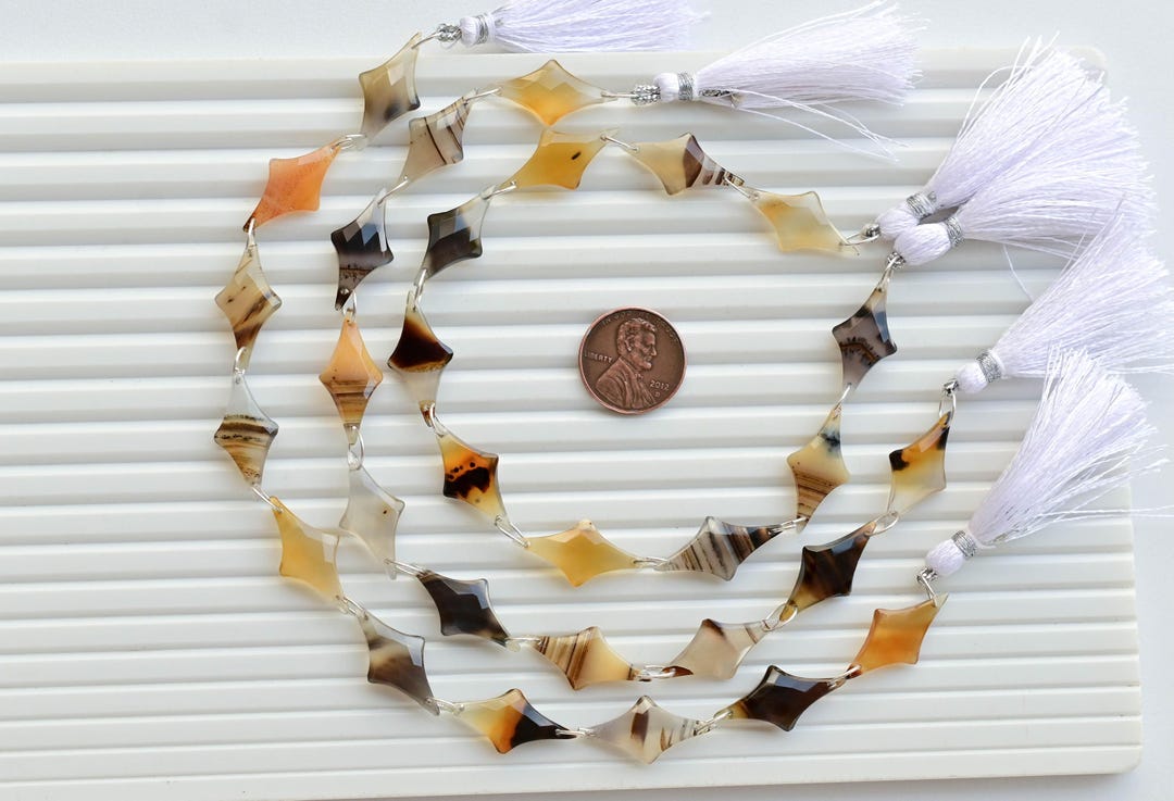 10 Pieces Montana Agate Slanted Lozenge Checker Cut Faceted Briolette ...