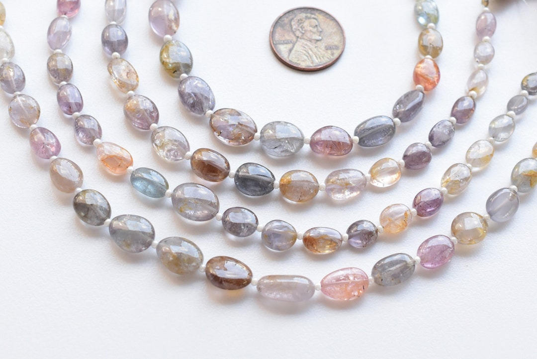 8 Inches Burmese Multi Spinel Smooth Tumble Beads Natural Gemstone ...