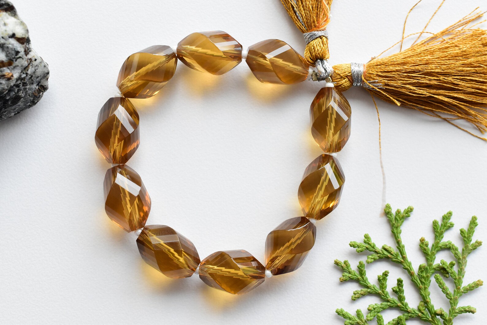 8 COGNAC QUARTZ FACETED Twisted Shape Natural Gemstone - Etsy