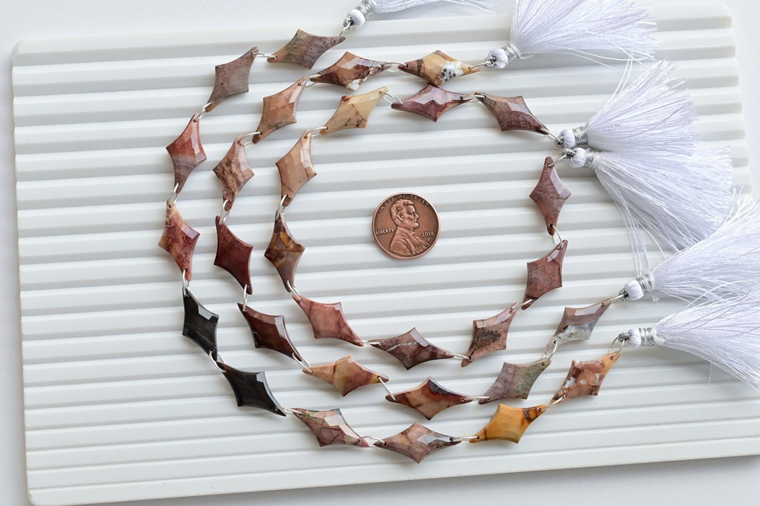 10 Pieces Butterfly Jasper Slanted Lozenge Checker Cut Faceted Beads ...