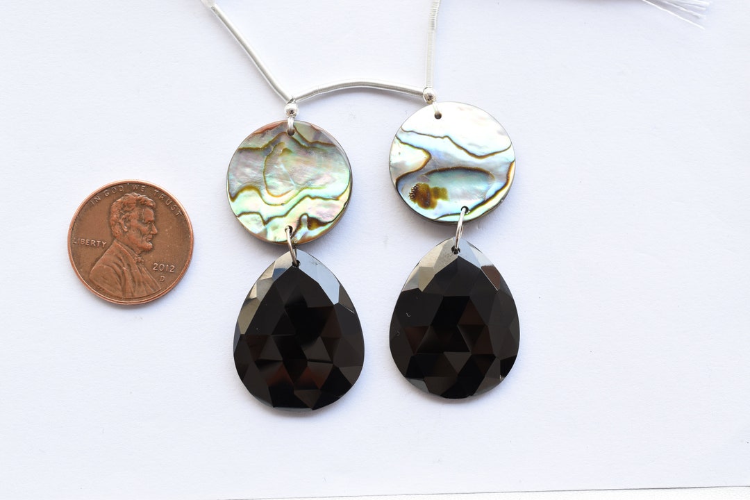 4 Pieces Abalone Mother of Pearl Black Spinel Doublet Faceted Mix Shape ...