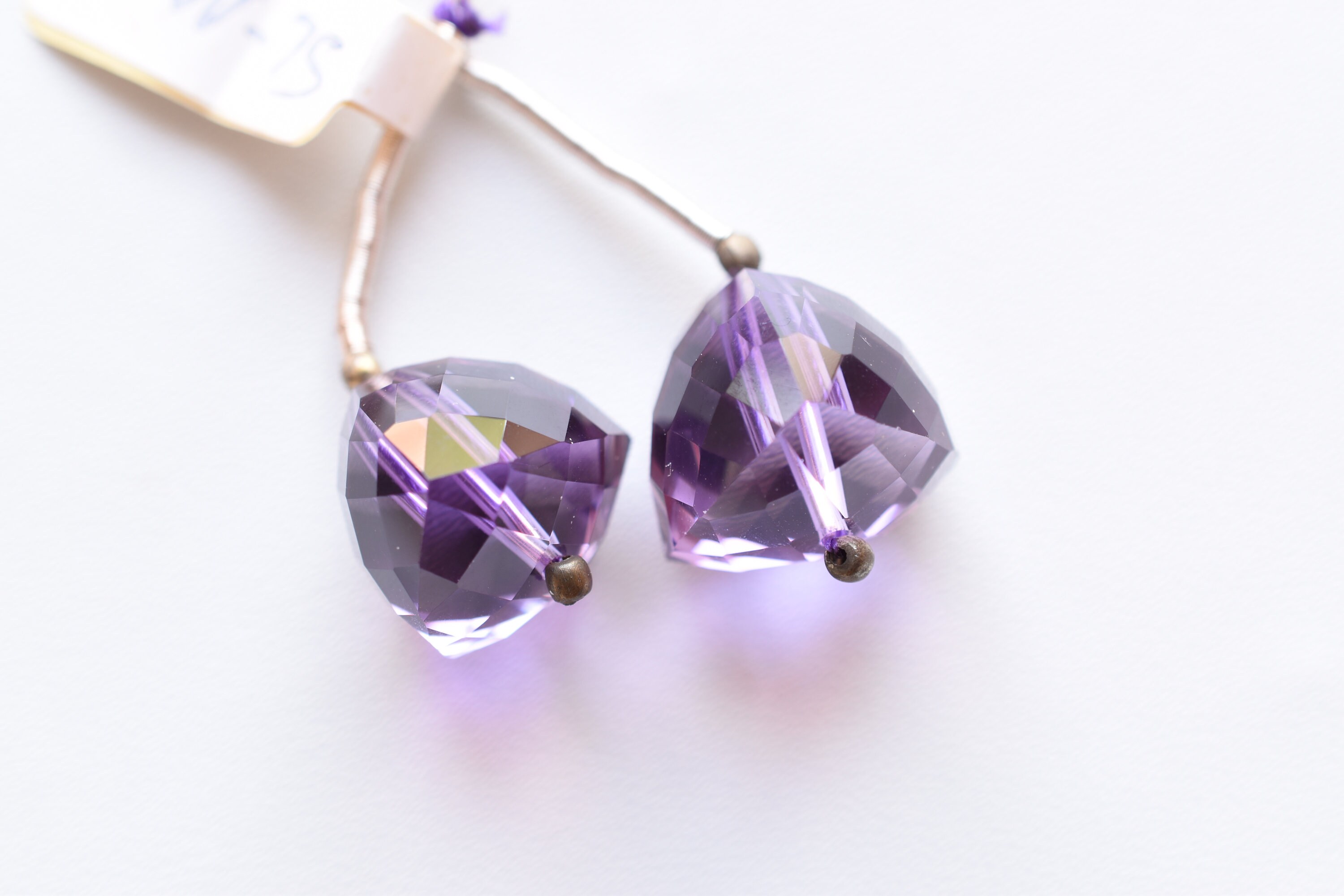 Pair of NATURAL AMETHYST FACETED Triangle Shape Natural - Etsy UK