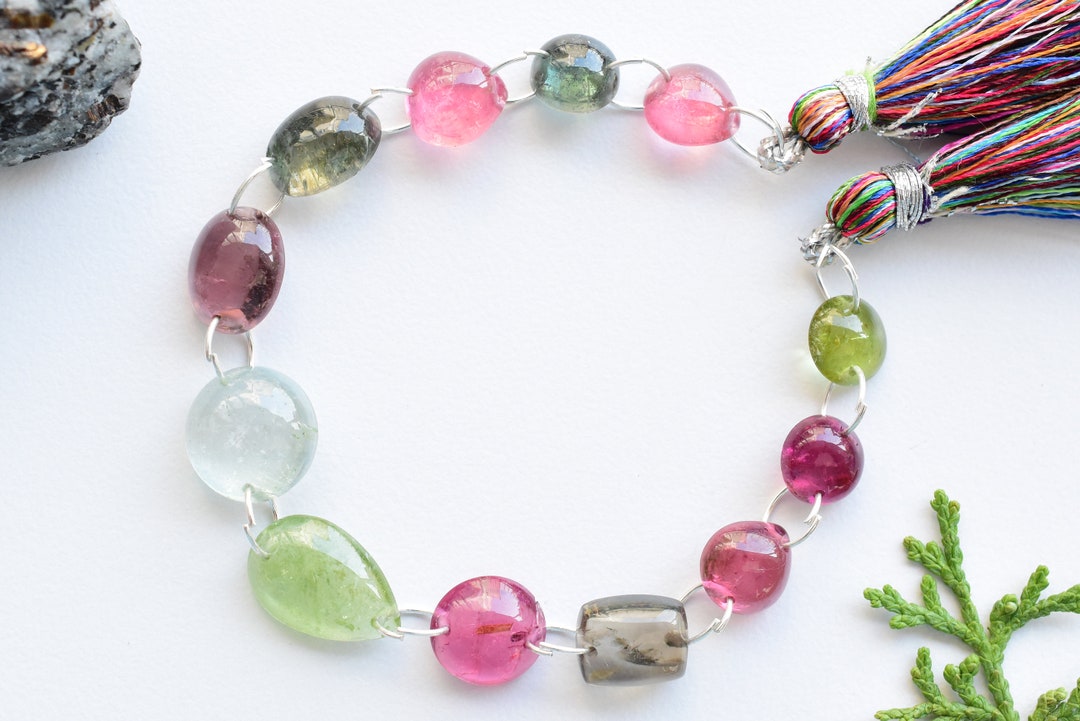 12 Piezas Multi Turmalina Mezcla Suave Forma Cuentas De Piedra Preciosa ...