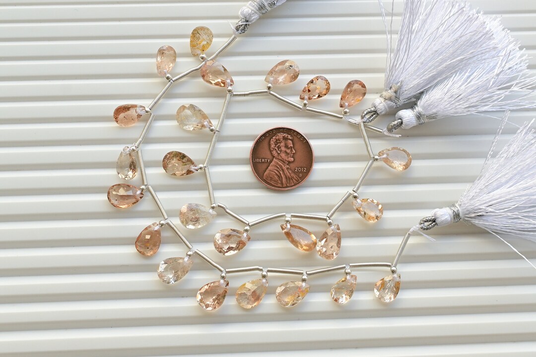 12 Pieces Imperial Topaz Pear Cut Stone Faceted Beads Natural Gemstone ...