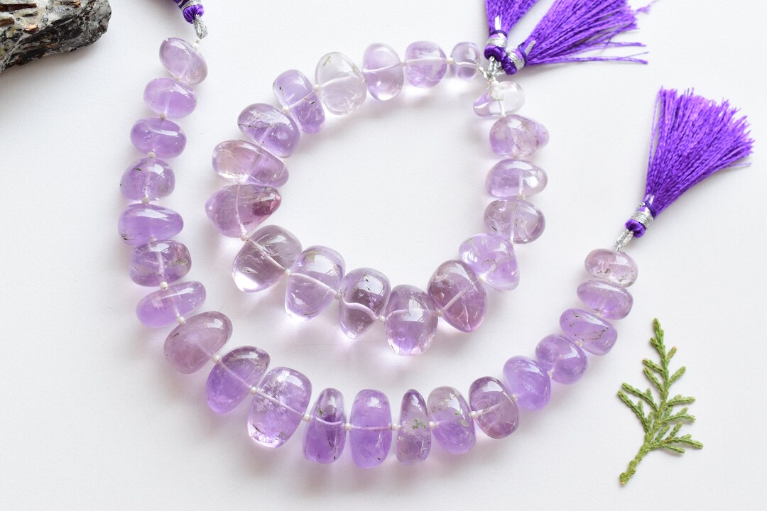 8 Inches AMETHYST SMOOTH Tumble Shape Beads Natural Gemstone Cabochon ...