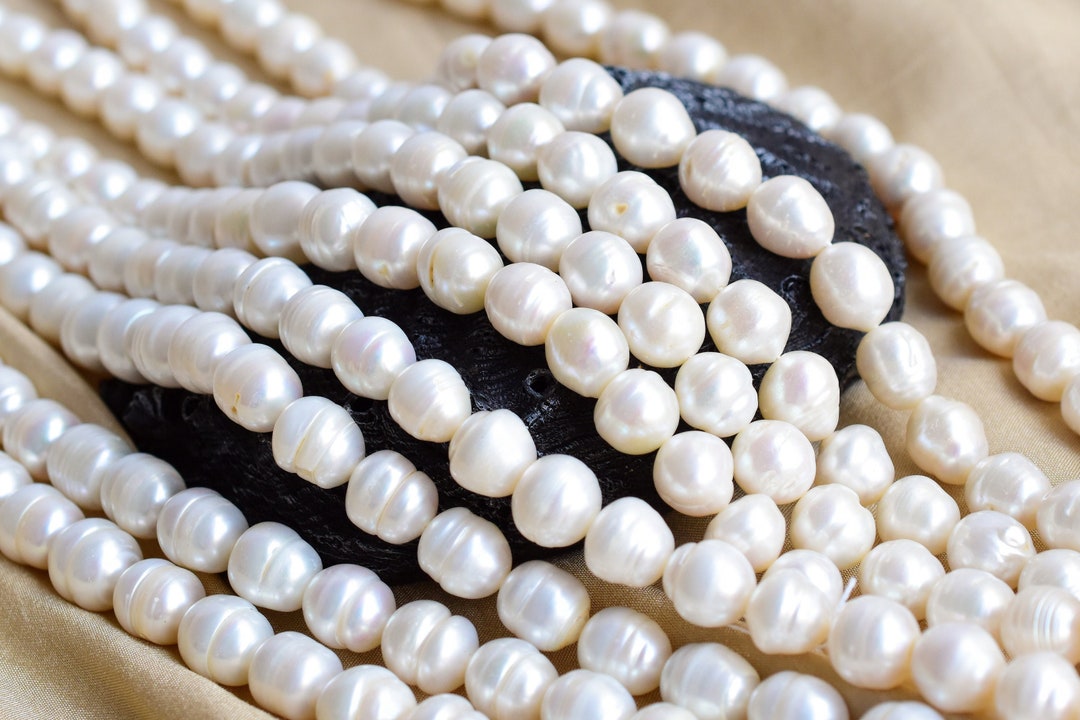 Natural Freshwater White Oval Ringed Pearl for Jewelry Making | 12 ...