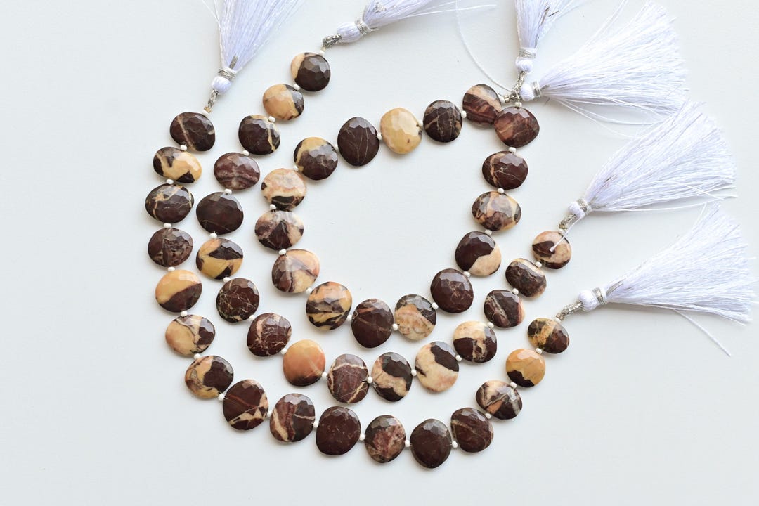 8 Inches Veined Chocolate Jasper Uneven Hammered Cut Briolette Beads ...