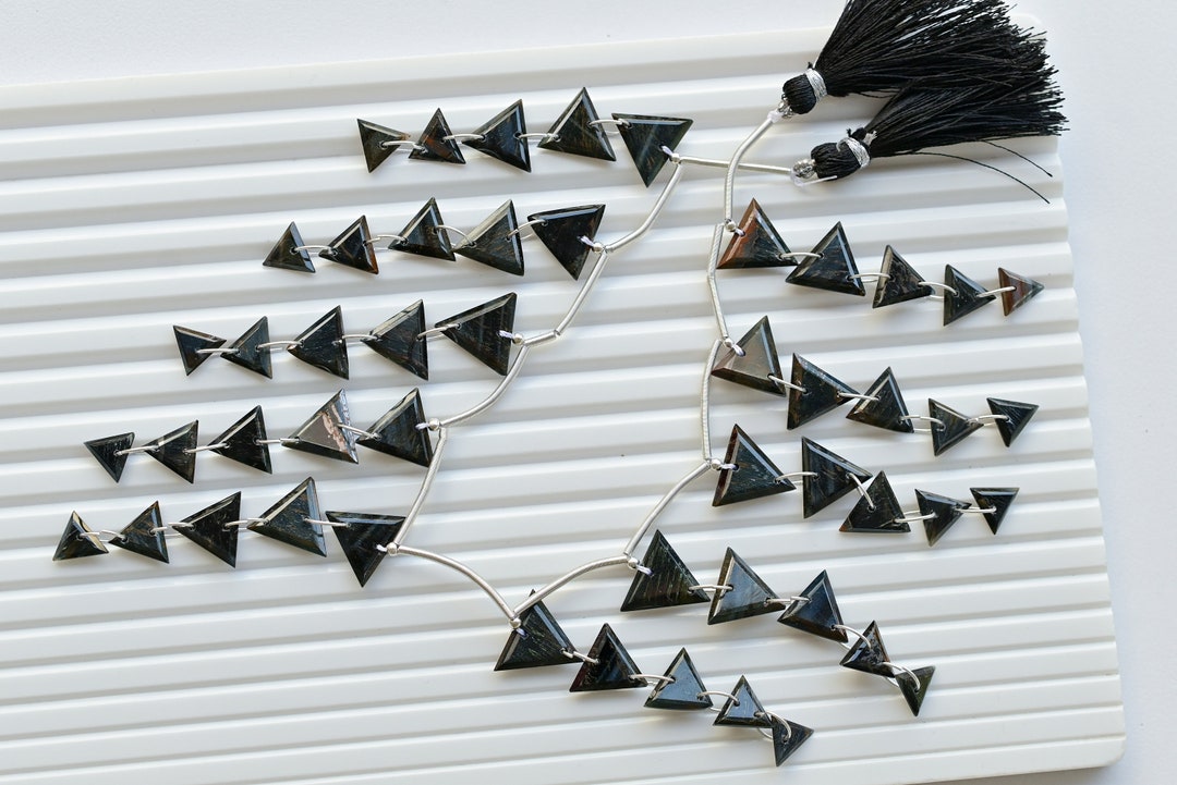 50 Pieces Blue Tiger Eye Triangle Crown Cut Faceted Beads Natural ...