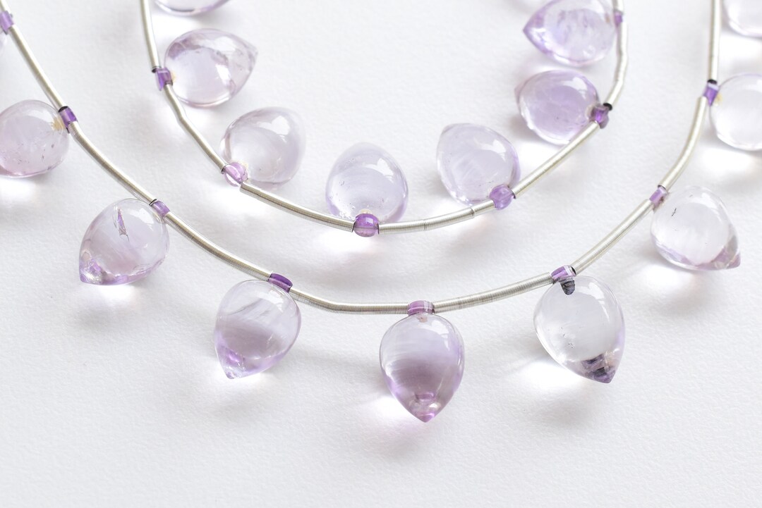 10 Pieces Pink Amethyst & Amethyst Smooth Drop Doublet Beads Natural ...
