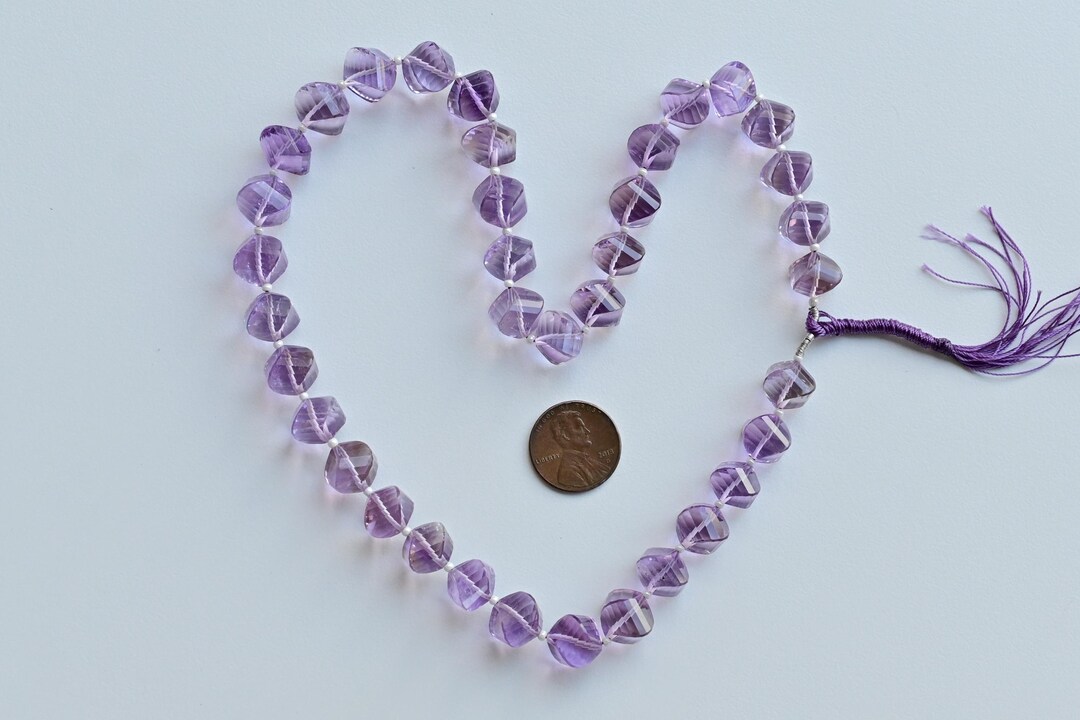 16 Inches Amethyst Twisted Step Cut Faceted Beads | Natural Gemstone ...