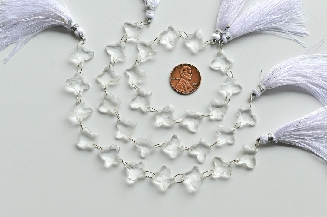 10 Pieces Crystal Quartz Butterfly Hammered Cut Faceted Beads Natural ...