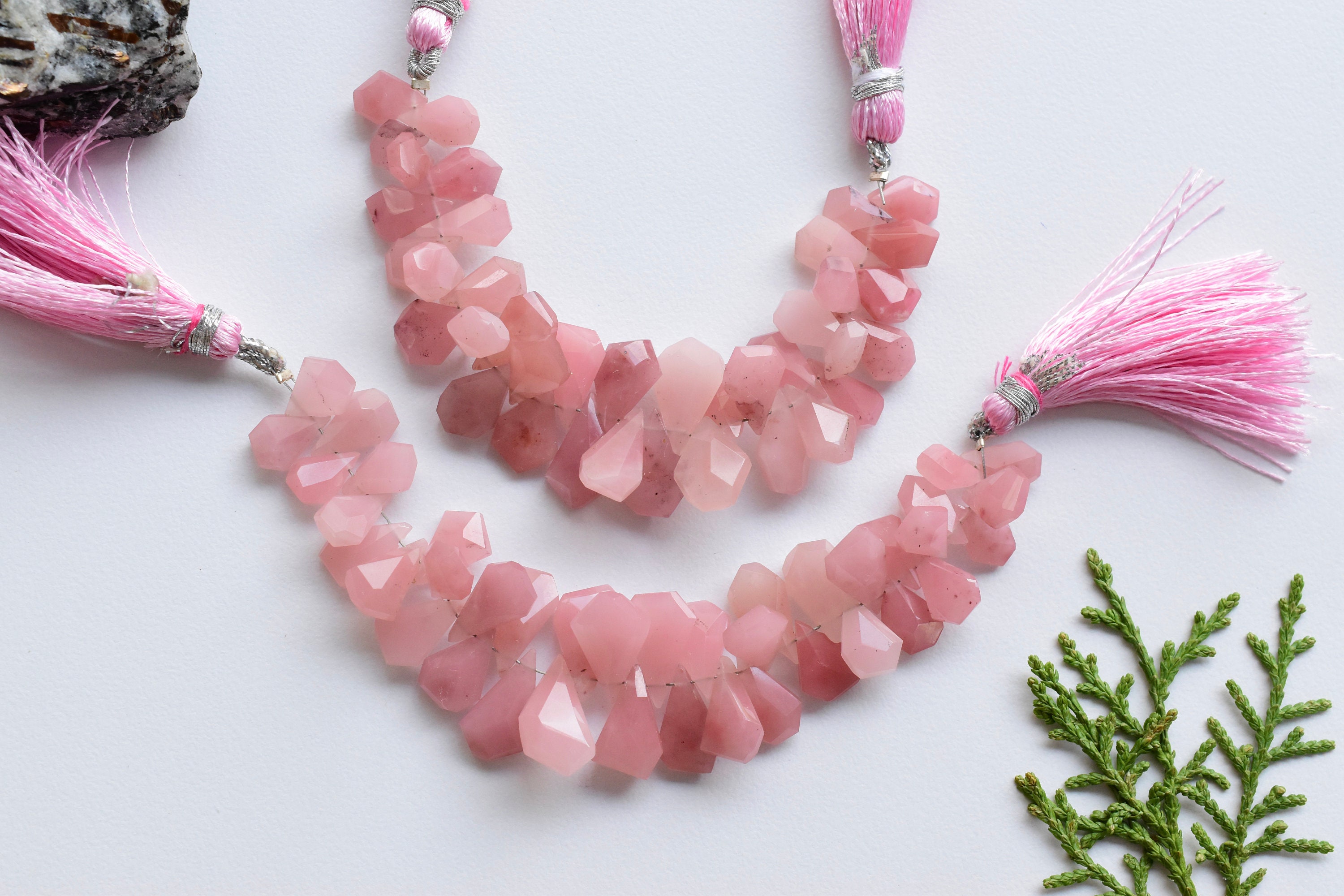 4 Inches Guava Quartz Faceted Geometrical Tumble Beads Natural | Etsy