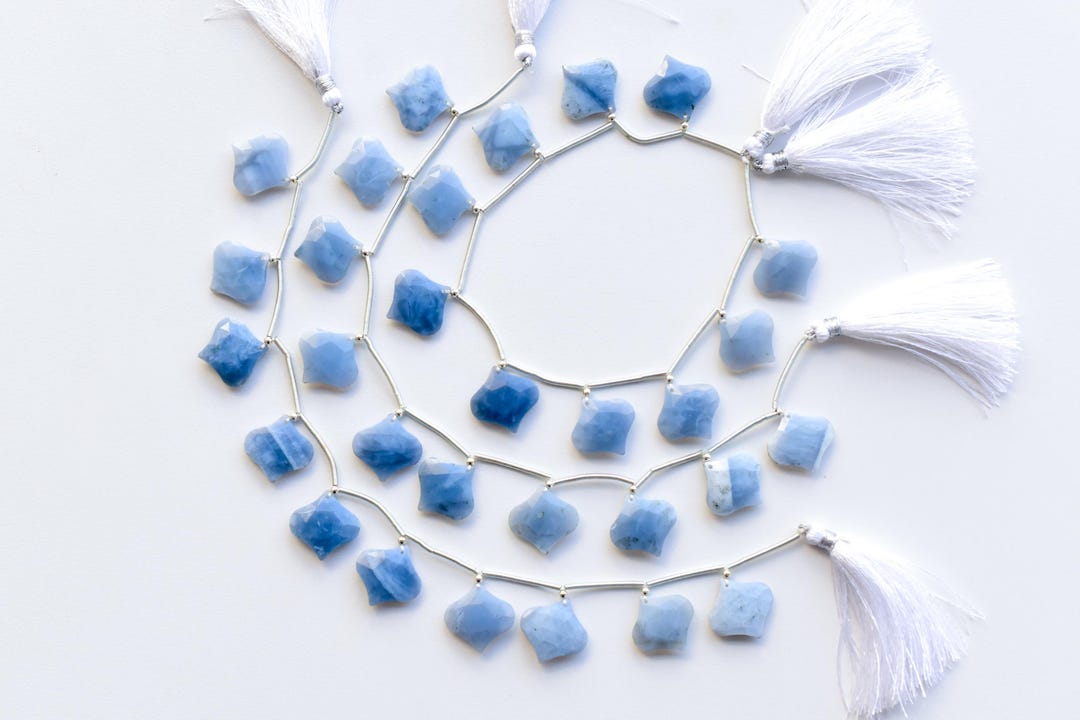 10 Pieces Blue Opal Slanted Ogee Spindle Rose Cut Faceted Beads ...
