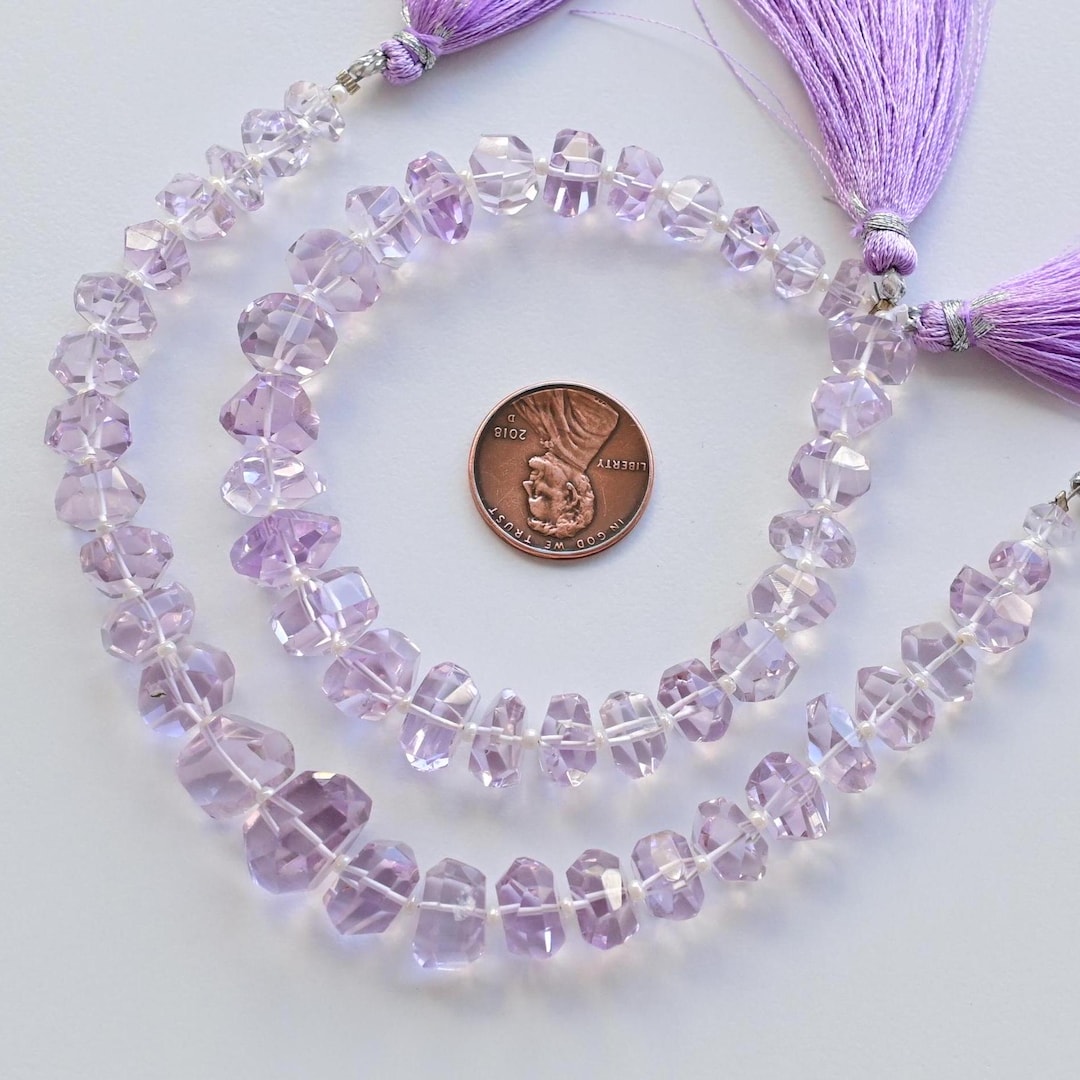 8 Inches Pink Amethyst Tumble Cube Faceted Beads Natural Gemstone ...