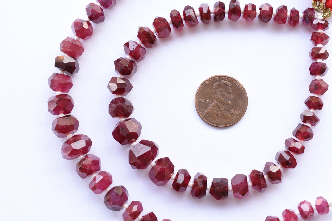 8 Inches Glass Filled Ruby Faceted Tumble Cubes Center Drill Natural ...