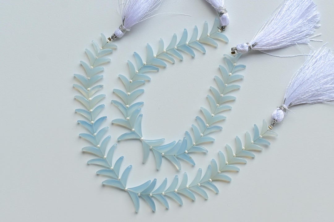 8 Inches Light Blue Onyx Smooth V Shape Beads Natural Gemstone Through ...