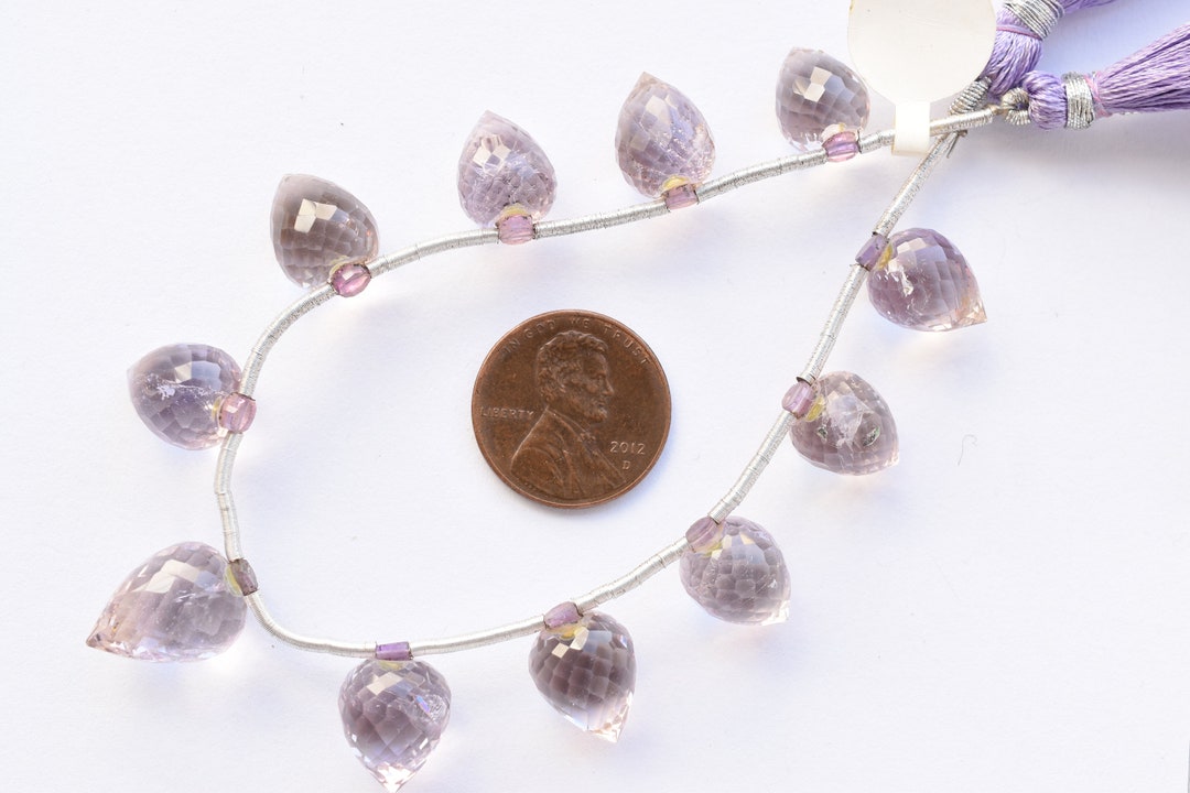 11 Pieces Ametrine & Amethyst Combination Faceted Drops Beads Natural ...