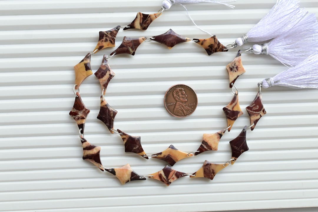 10 Pieces Veined Chocolate Jasper Slanted Lozenge Smooth Beads Natural ...