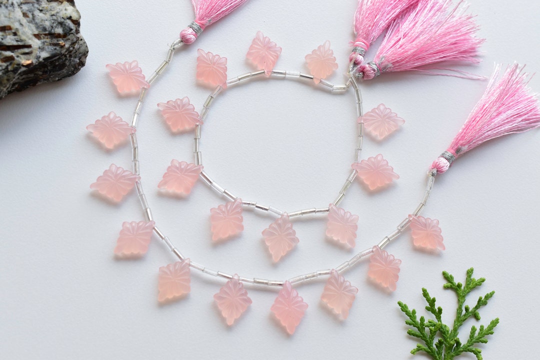 10 Pieces Pink Chalcedony Carved Lozenge Beads Natural - Etsy
