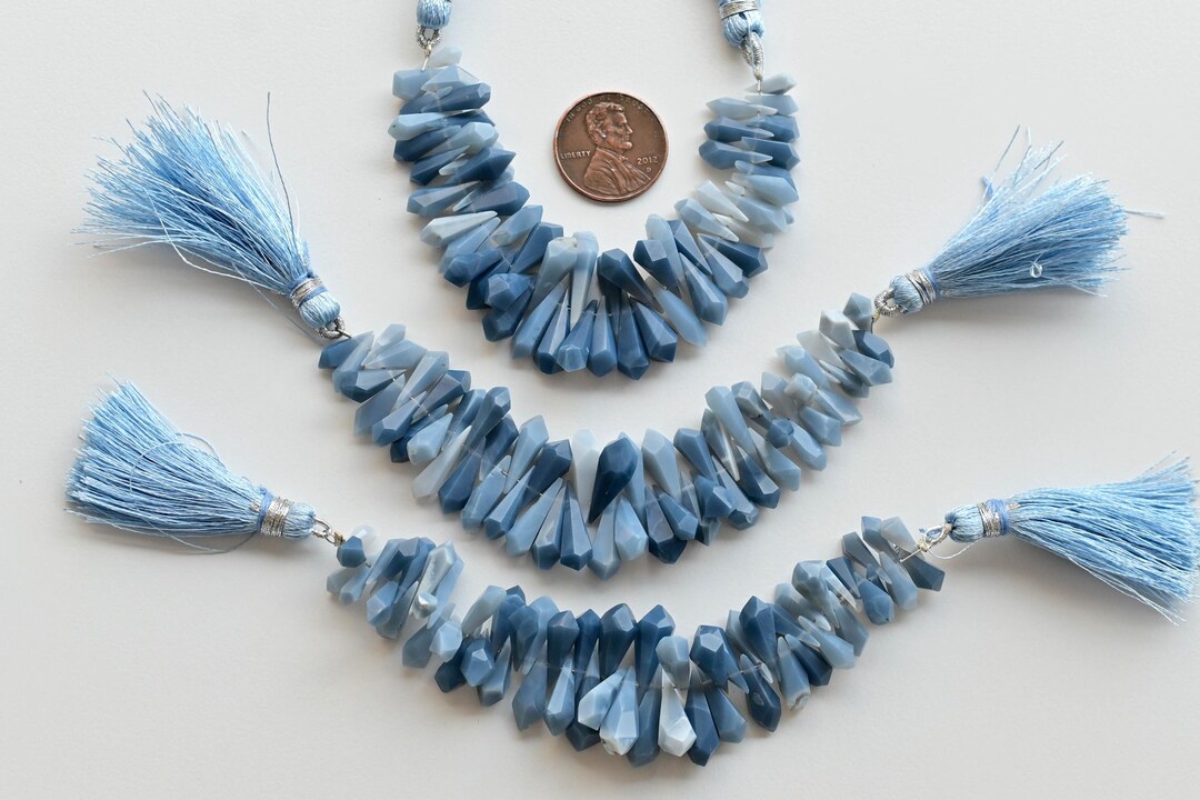 4 Inches African Blue Opal Tumble Drop Faceted Beads Natural Gemstone ...