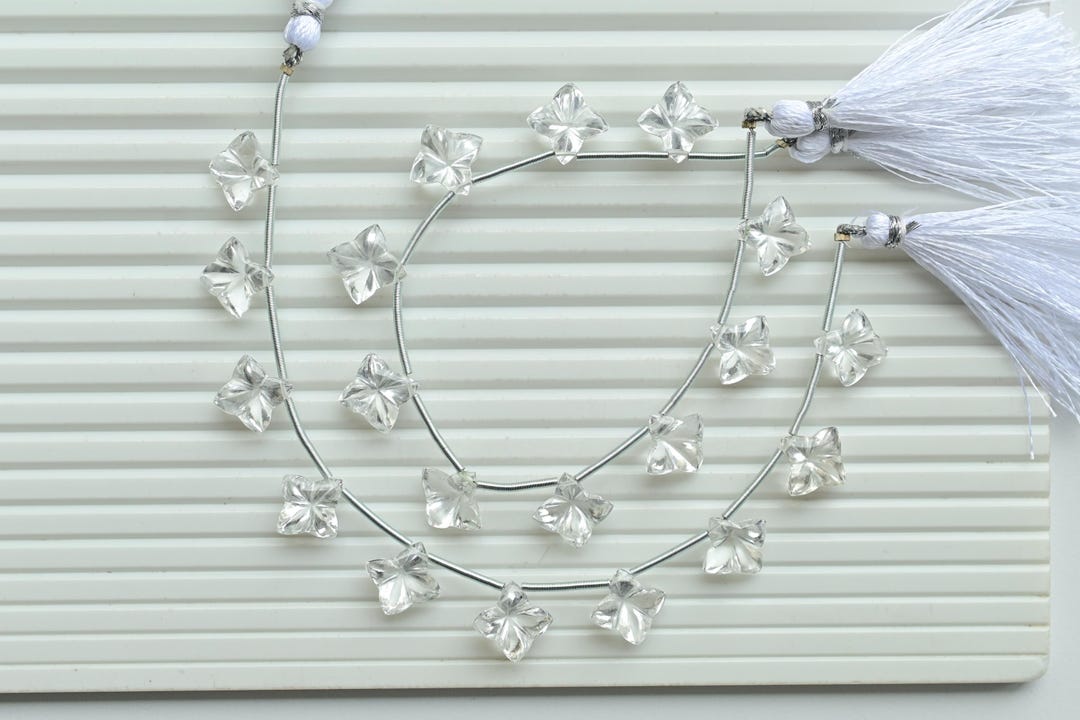 10 Pieces Crystal Carved Buff Top Square Flower Radiant Beads | Natural ...