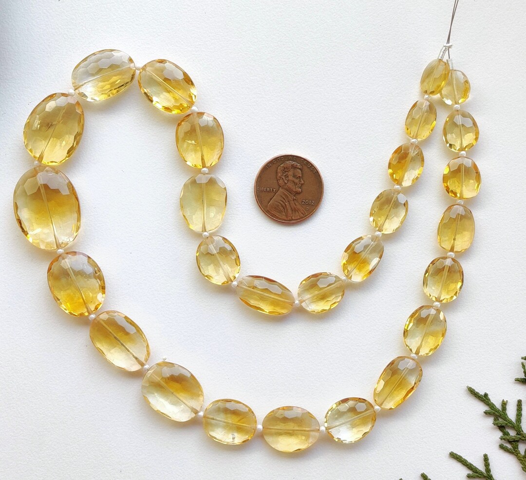 16 Inches Citrine Faceted Uneven Shape Natural Gemstone Briolette ...