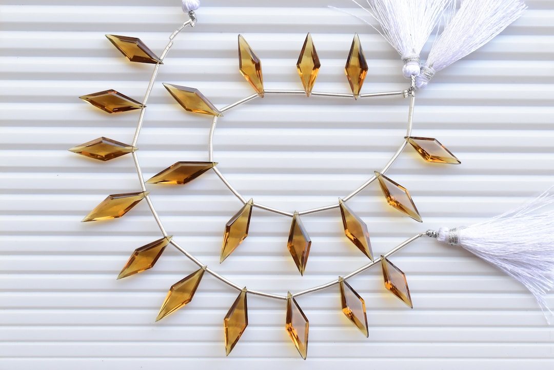 10 Pieces Cognac Quartz Lozenge Step Cut Stone Beads Natural Gemstone ...