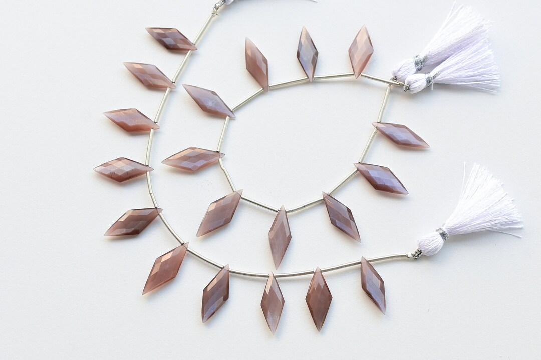 10 Pieces Chocolate Moonstone Lozenge Checker Cut Briolette Beads ...
