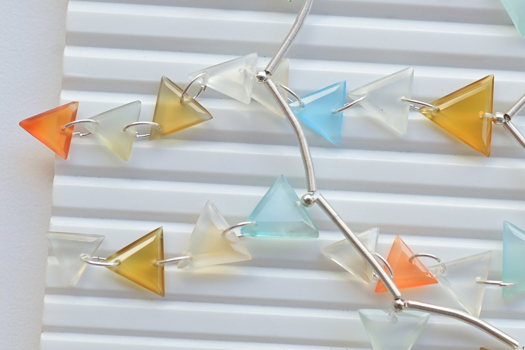 40 Pieces Multi Onyx Triangle Crown Cut Natural Gemstone Beads ...