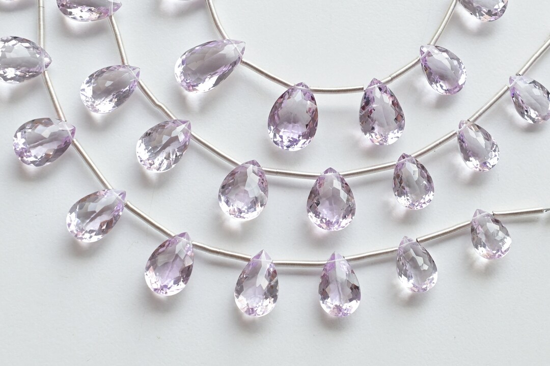 10 Pieces Pink Amethyst Pear Bi Rosette Faceted Beads Natural Gemstone ...