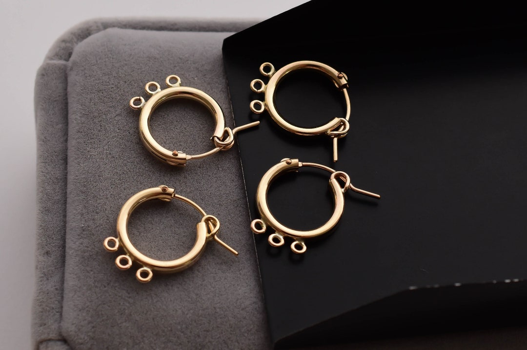 Pair of 14k Gold Filled European Loop With Triple Unsealed Jump Rings ...