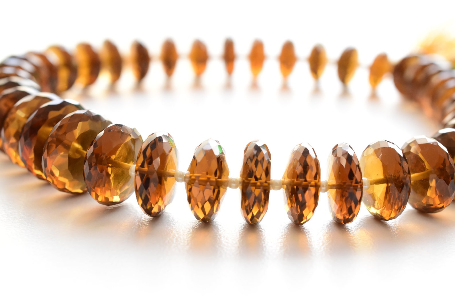 10 COGNAC QUARTZ FACETED Rondelle Shape Flat Natural - Etsy