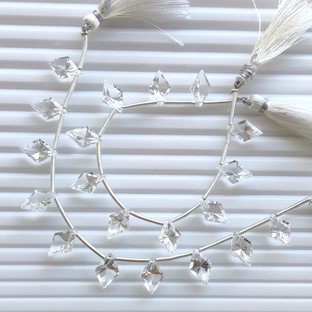 10 Pieces Crystal Faceted Lozenge Concave Beads Natural Gemstone Side ...