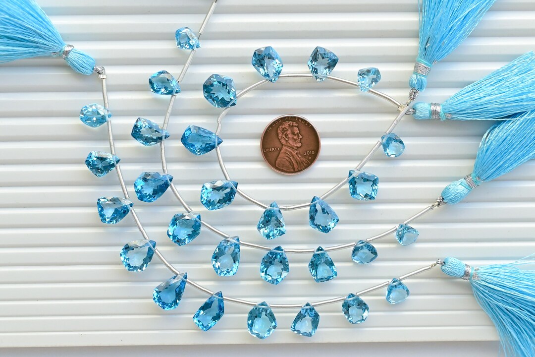 10 Pieces Swiss Blue Topaz Fancy Cut Stone Faceted Beads Natural ...