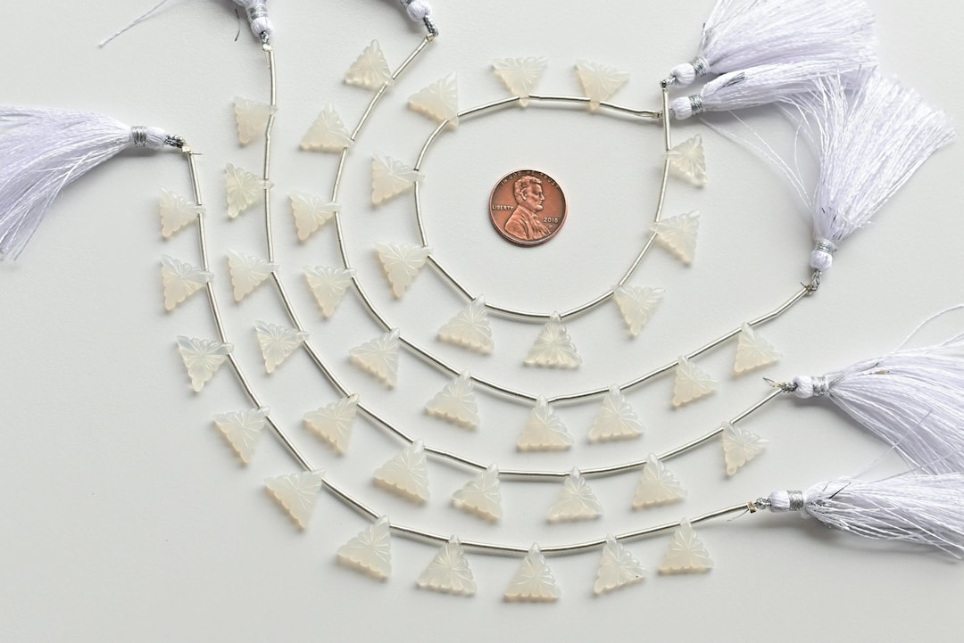 10 Pieces White Onyx Trillion Slot Carved Beads Natural Gemstone | Onyx ...