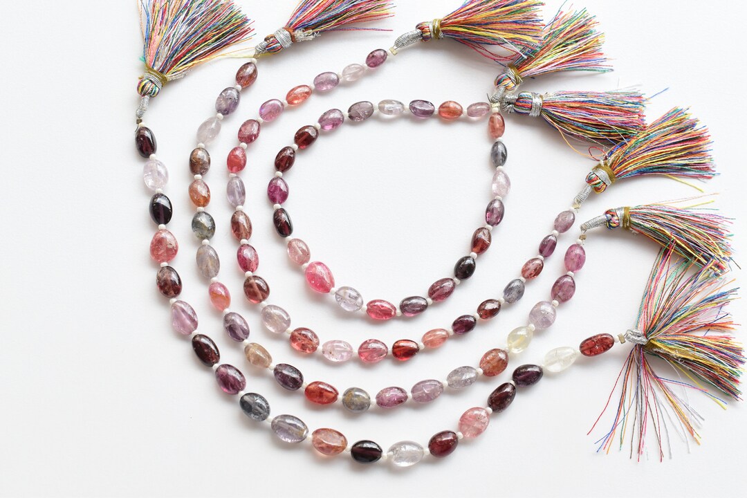 8 Inches Burmese Multi Spinel Smooth Tumble Beads Natural Gemstone ...