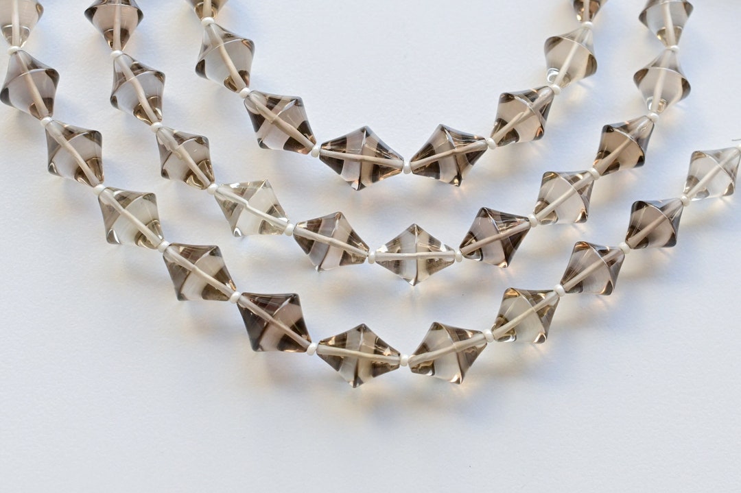 8 Inches Smoky Quartz Slanted Bi Conic Beads Natural Gemstone | 14x11 ...