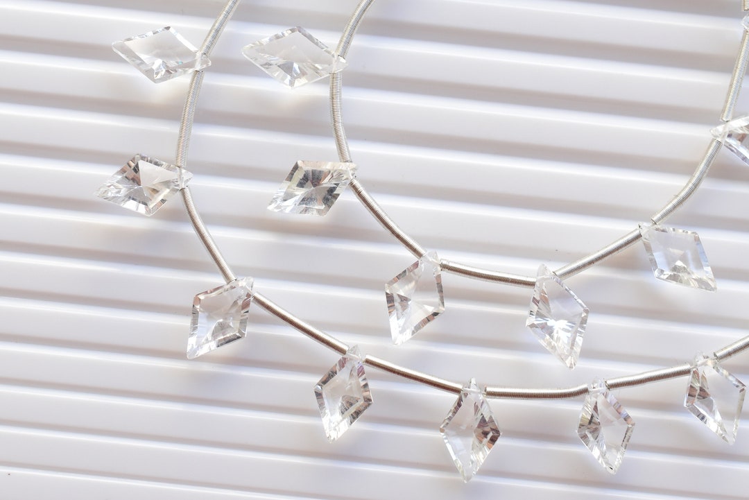 10 Pieces Crystal Lozenge Concave Cut Stone Beads Natural Gemstone Side ...