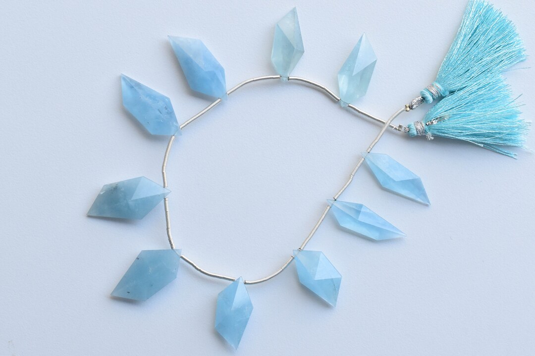 10 Pieces Milky Aquamarine Faceted Spindle Cut Stone Beads Natural ...