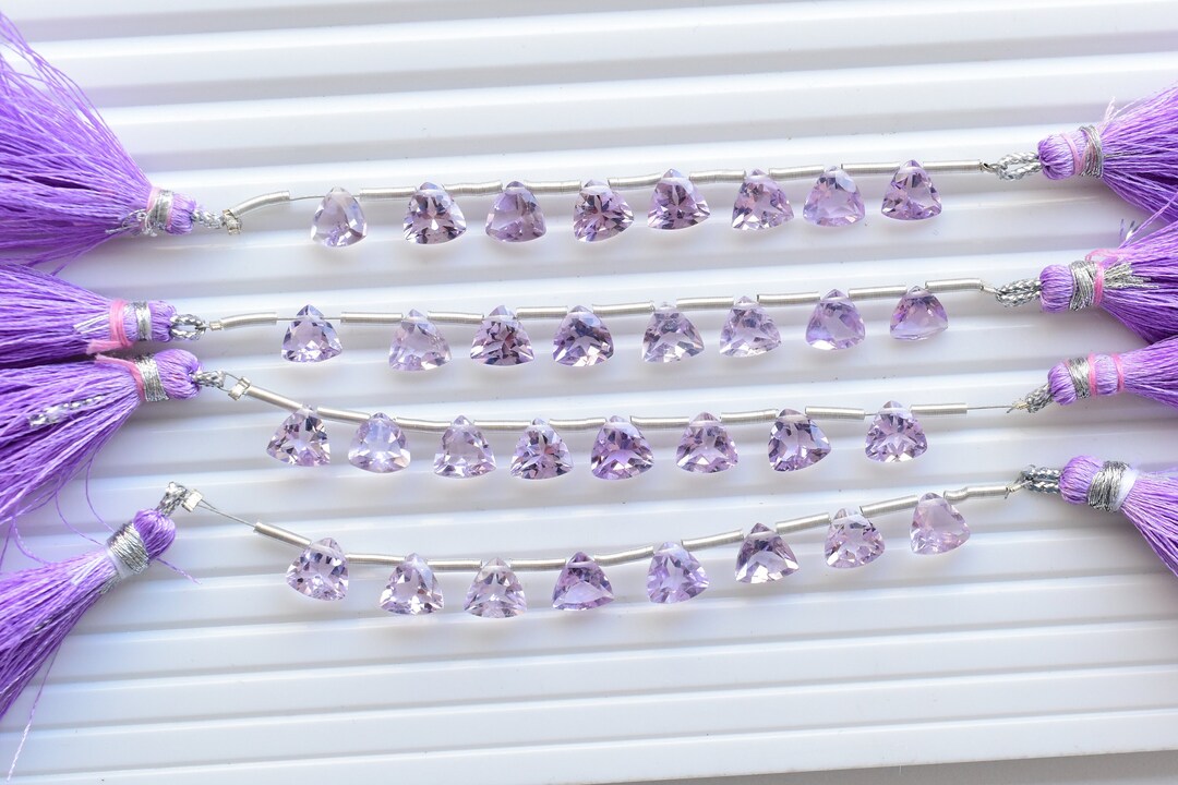 8 Pieces Amethyst Faceted Trillion Cut Stone Beads Natural Gemstone ...