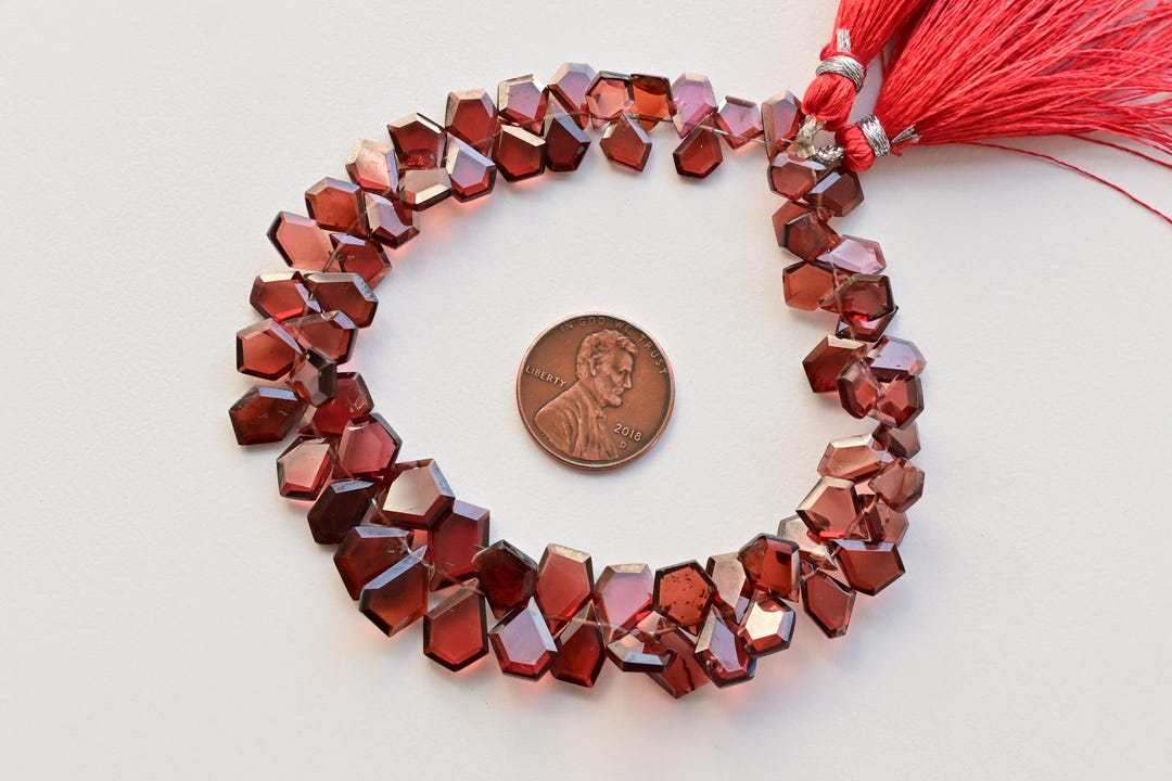 8 Inches Garnet Geometrical Crown Cut Faceted Beads Natural Gemstone ...