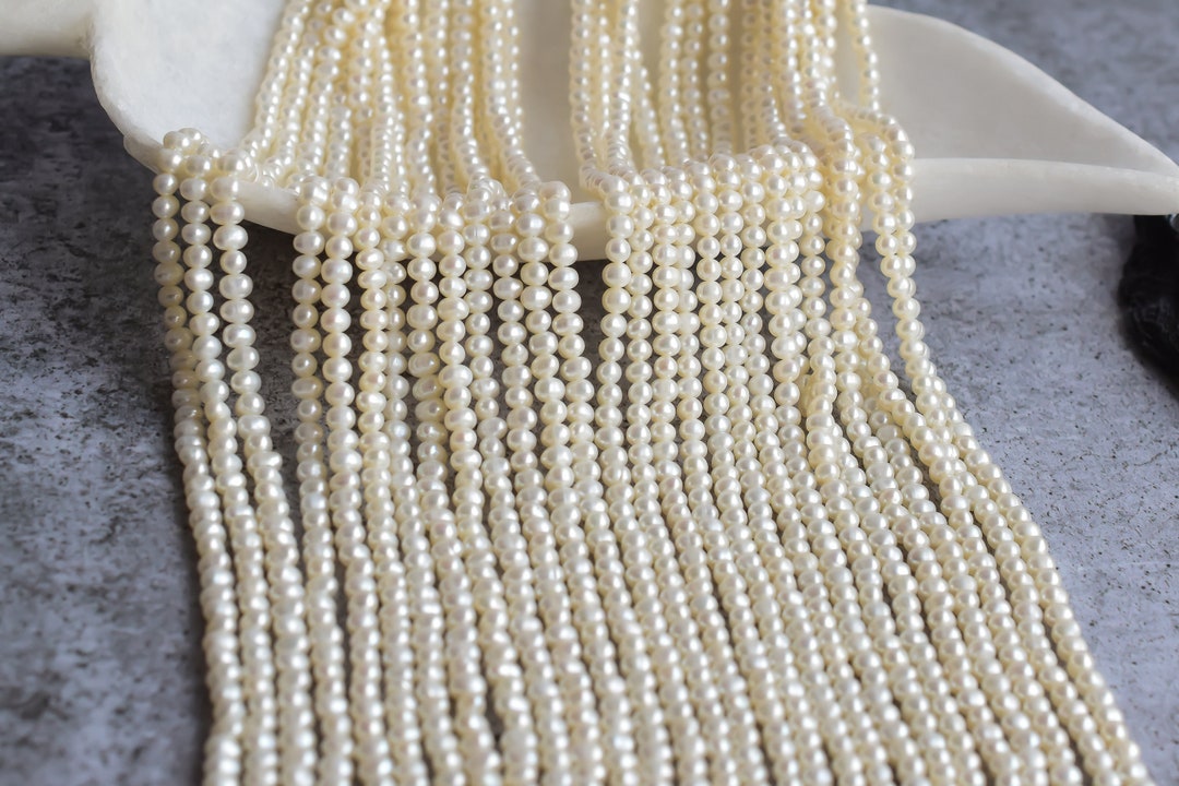 16 Inches Natural Freshwater White Potato Oval Pearl for Jewelry Making ...